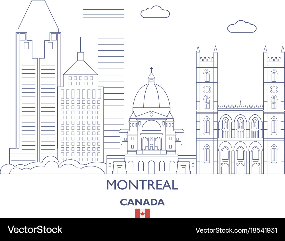 Montreal city skyline Royalty Free Vector Image