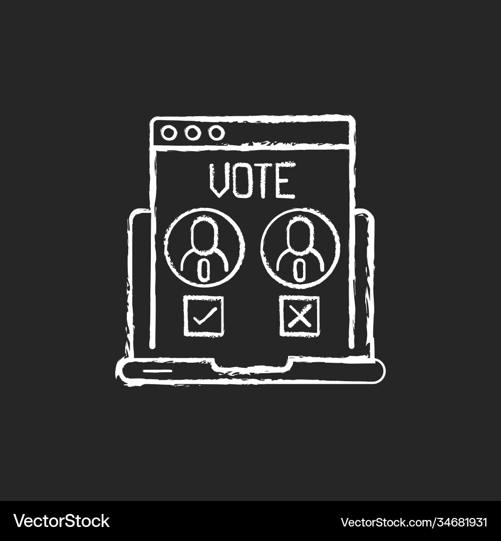 Online voting chalk white icon on black background