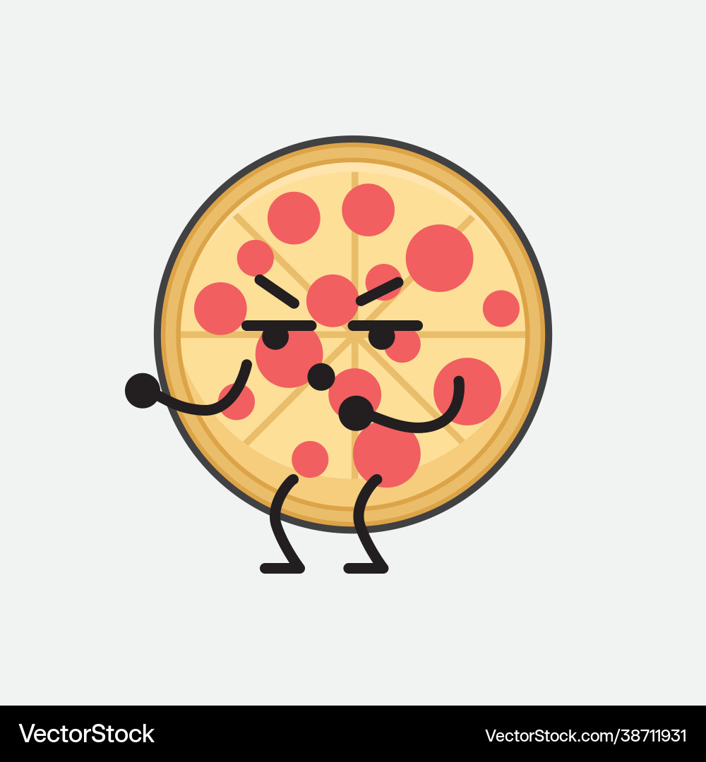 Pizza character with cute face and simple body Vector Image
