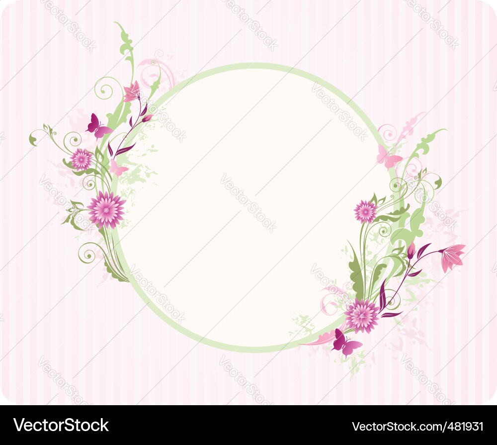 Round banner with floral ornament Royalty Free Vector Image
