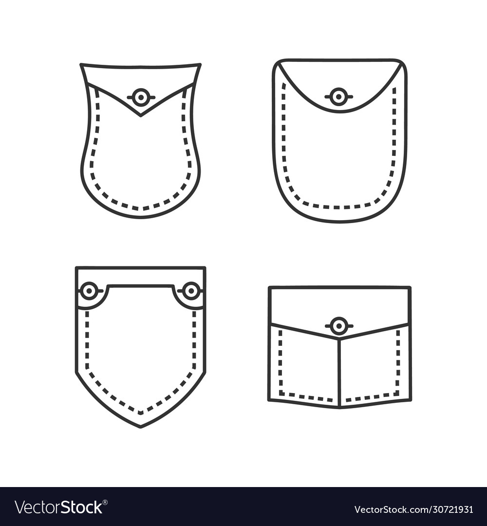 Set patch pockets Royalty Free Vector Image - VectorStock