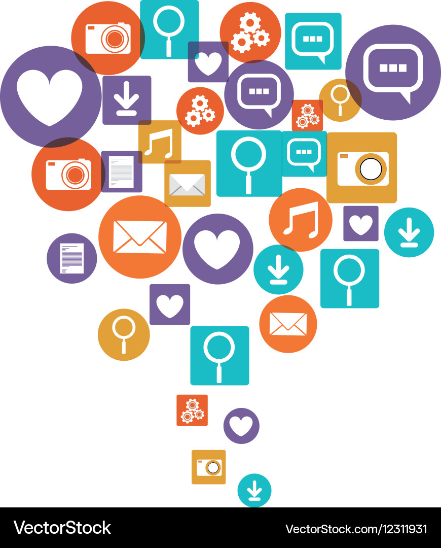 Social media and multimedia icon set design Vector Image