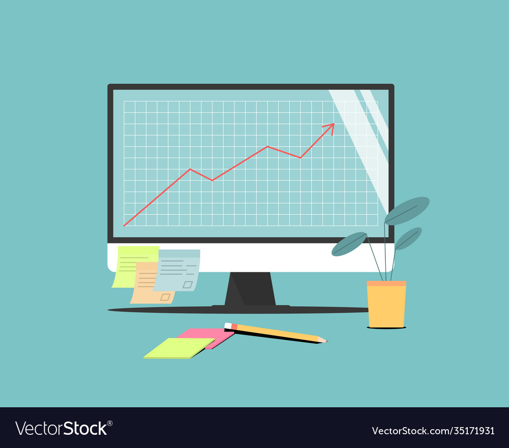 Statistics business development on computer Vector Image