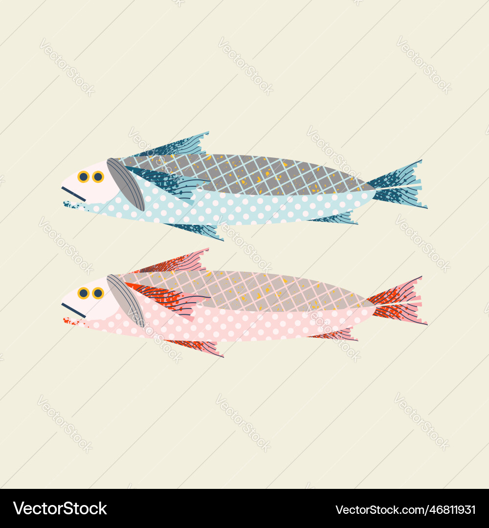 Stylish with fish card print design Royalty Free Vector