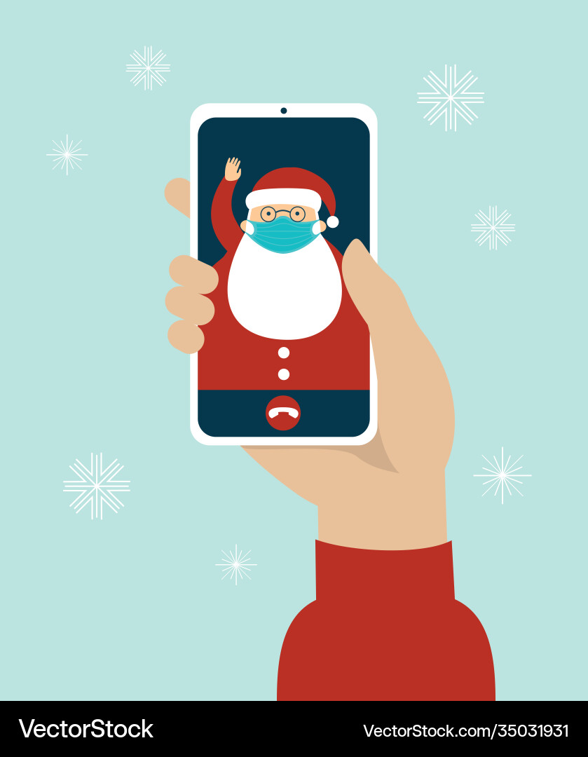 Video call on screen with santa claus Royalty Free Vector