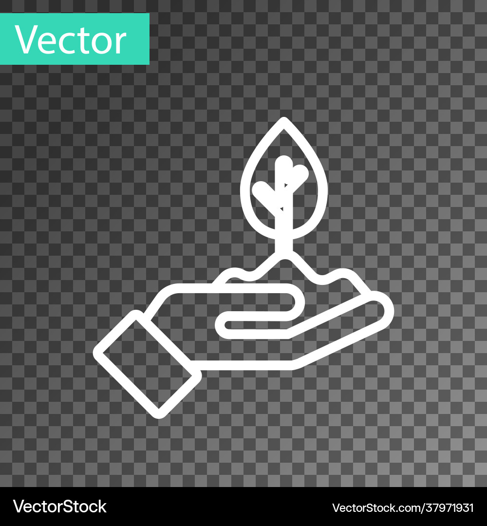 White line plant in hand environmental Royalty Free Vector