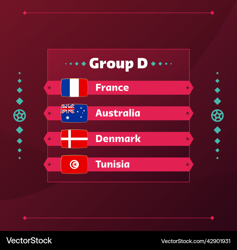 World football 2022 group d flags Royalty Free Vector Image