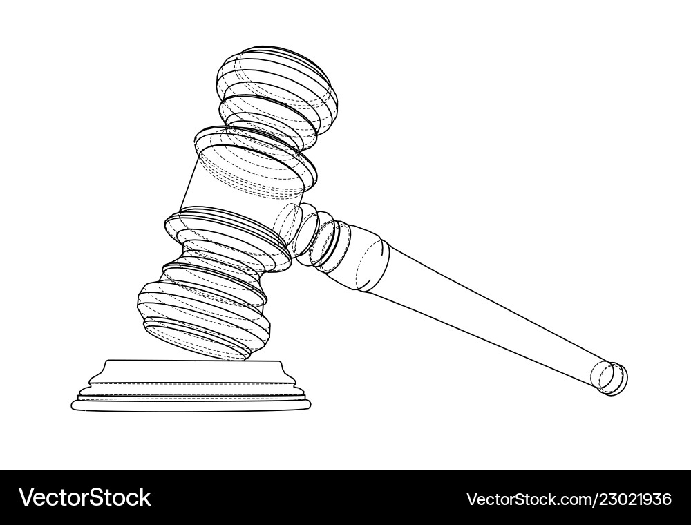 3d outline gavel rendering of 3d Royalty Free Vector Image