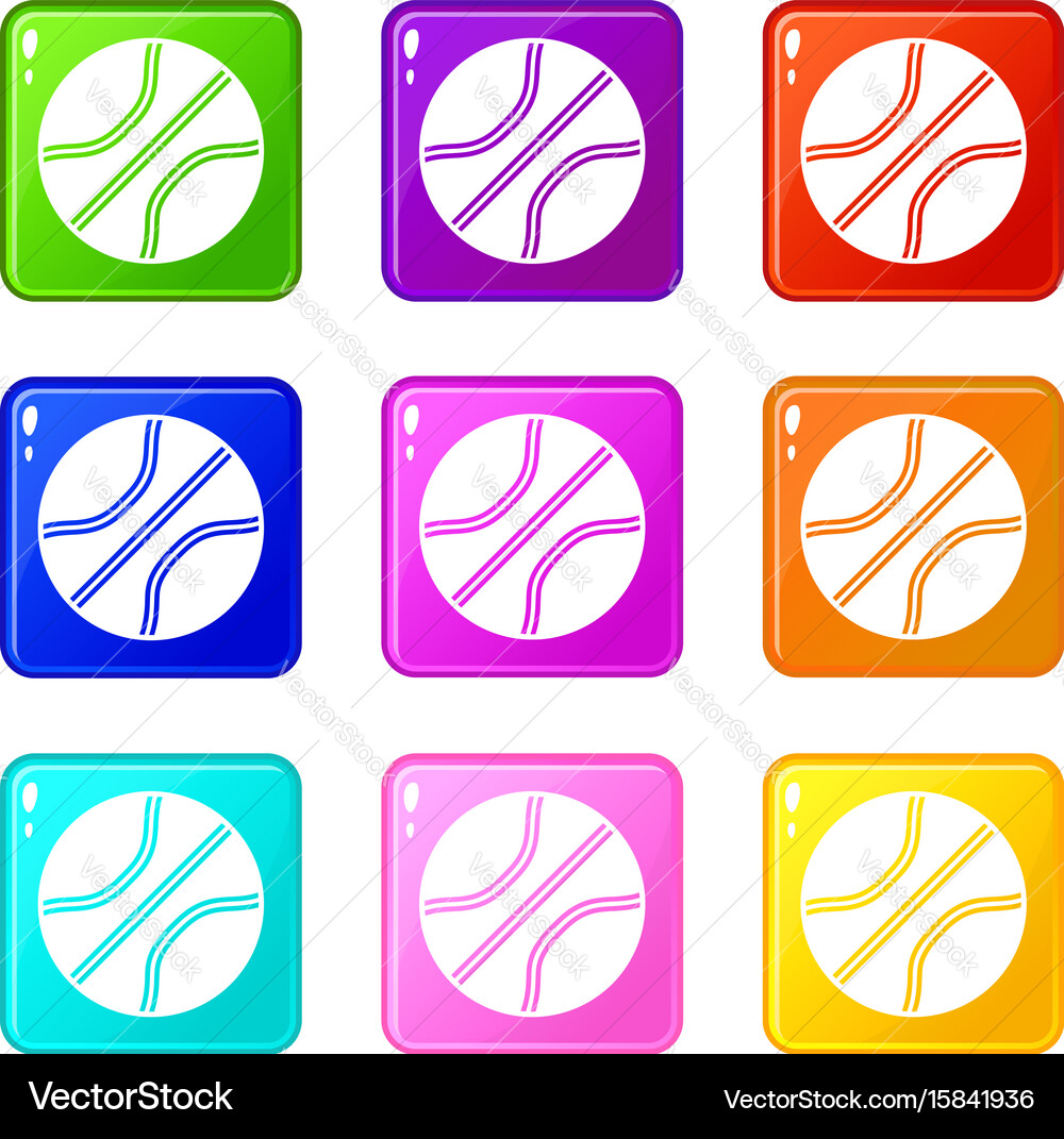 Basketball ball icons 9 set Royalty Free Vector Image
