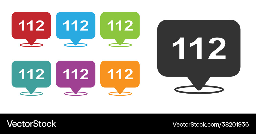 Black telephone with emergency call 112 icon Vector Image