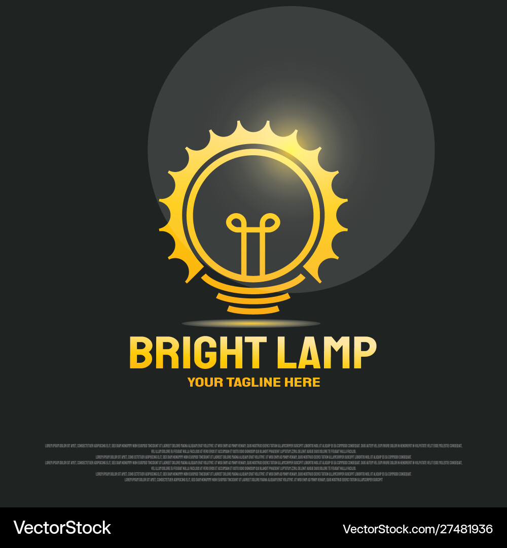 Bright lamp logo design with bulb and gear Vector Image