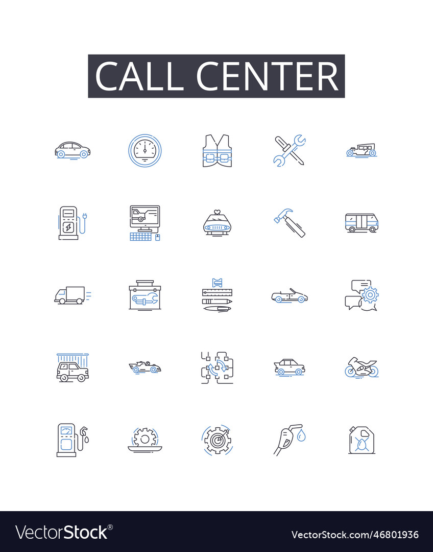 Call center line icons collection help desk Vector Image Call center line icons collection help desk Vector Image
