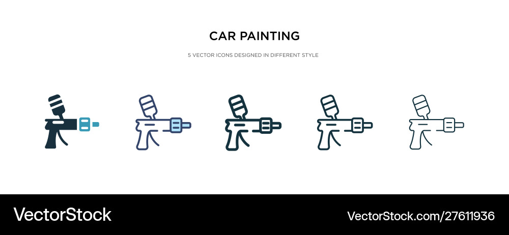 Car painting icon in different style two colored Vector Image