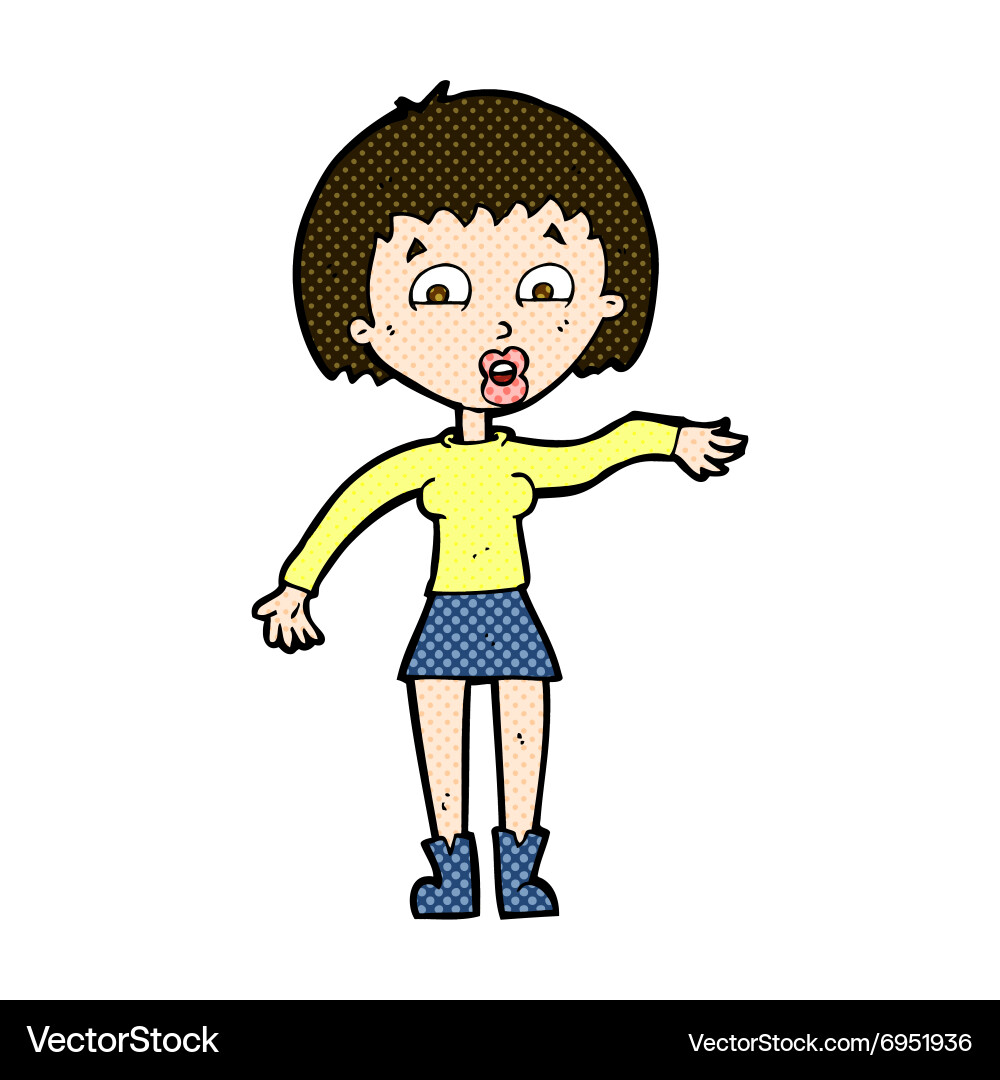 Comic cartoon surprised woman Royalty Free Vector Image