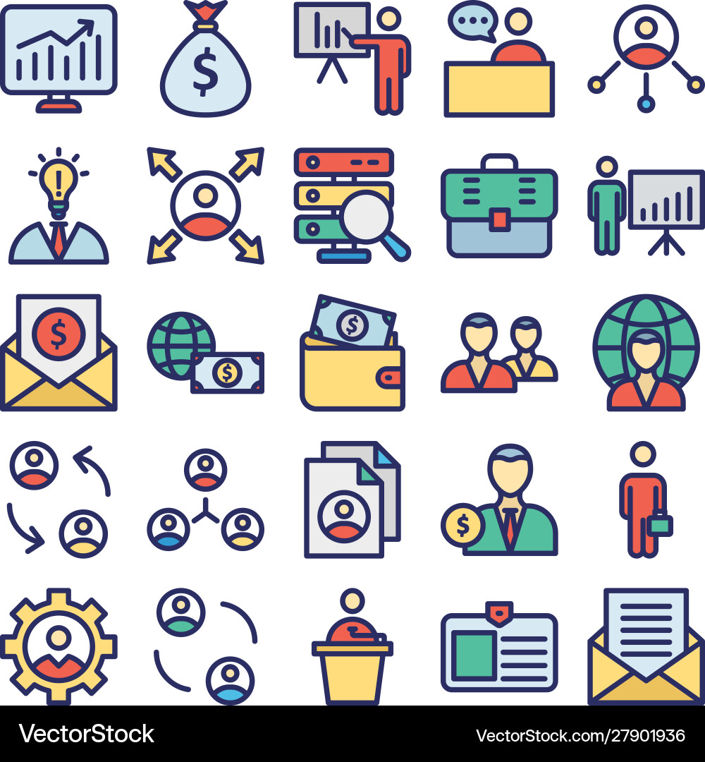 Corporate isolated icons set every Royalty Free Vector Image