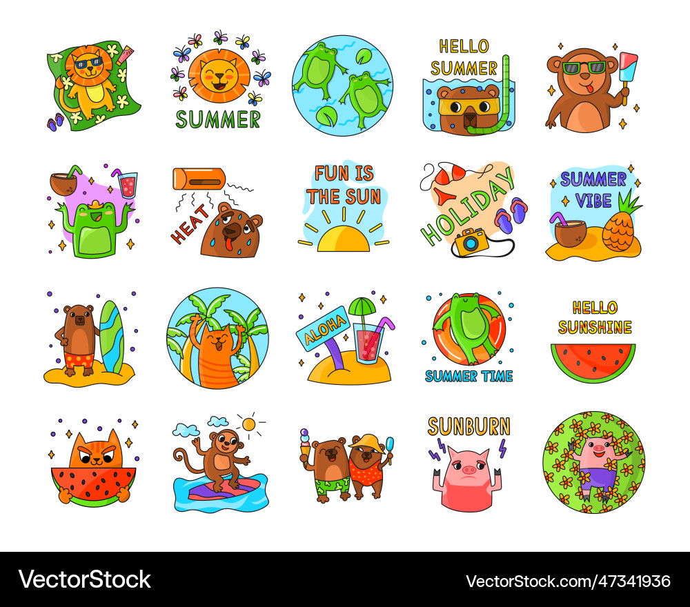 Cute animal cartoon characters having fun Vector Image