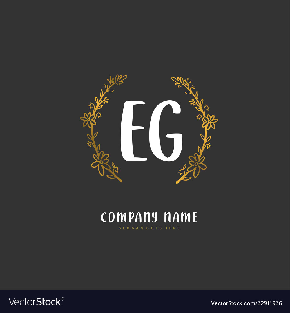 E g eg initial handwriting and signature logo Vector Image