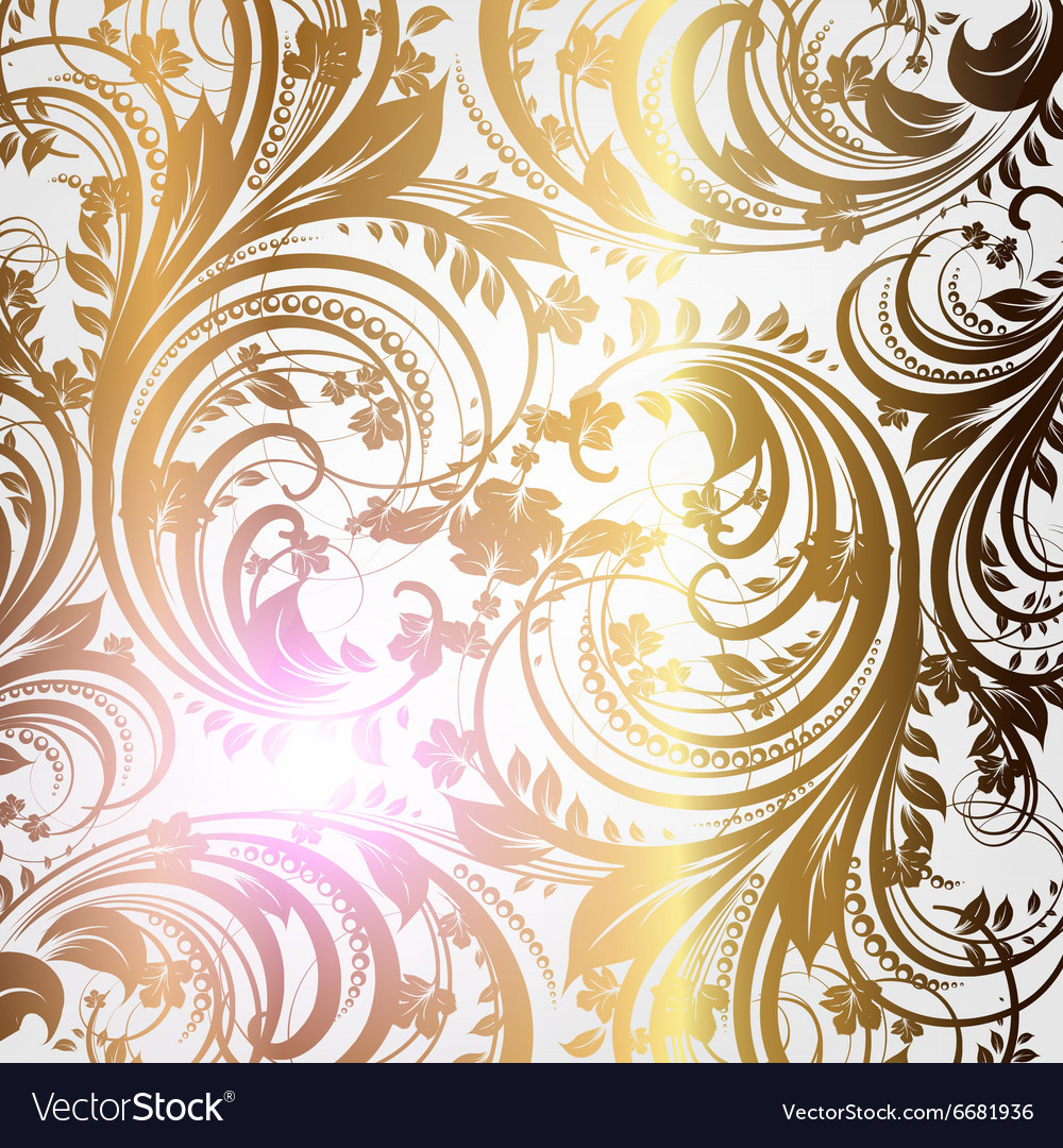 Gold seamless floral background Royalty Free Vector Image