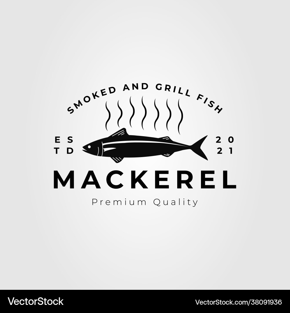 Grilled seafood mackerel fish logo design Vector Image
