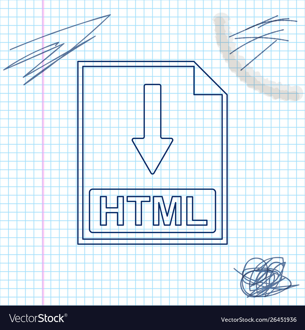 Html file document icon download button line Vector Image
