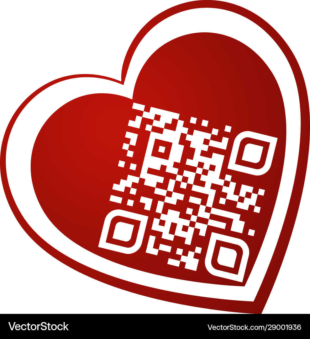 I love you qr code in red heart on white Vector Image