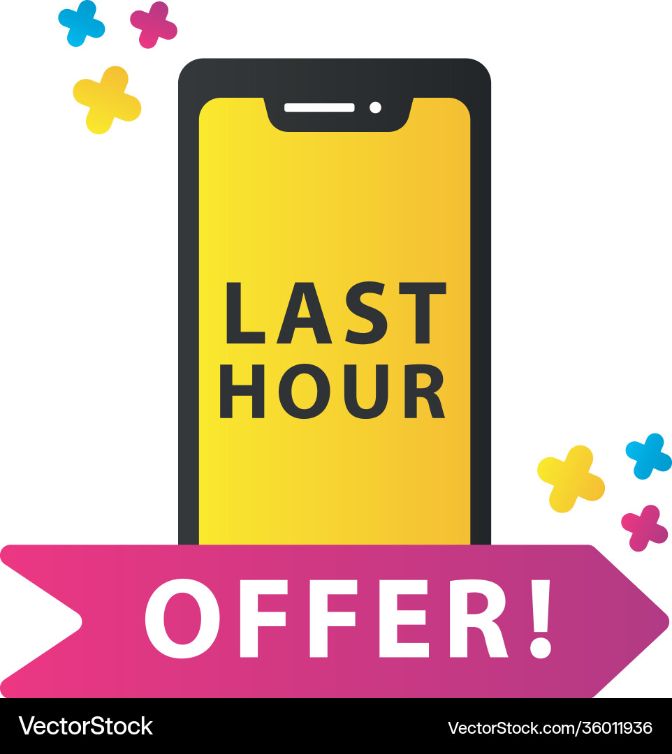 Last hour offer sale countdown lettering Vector Image