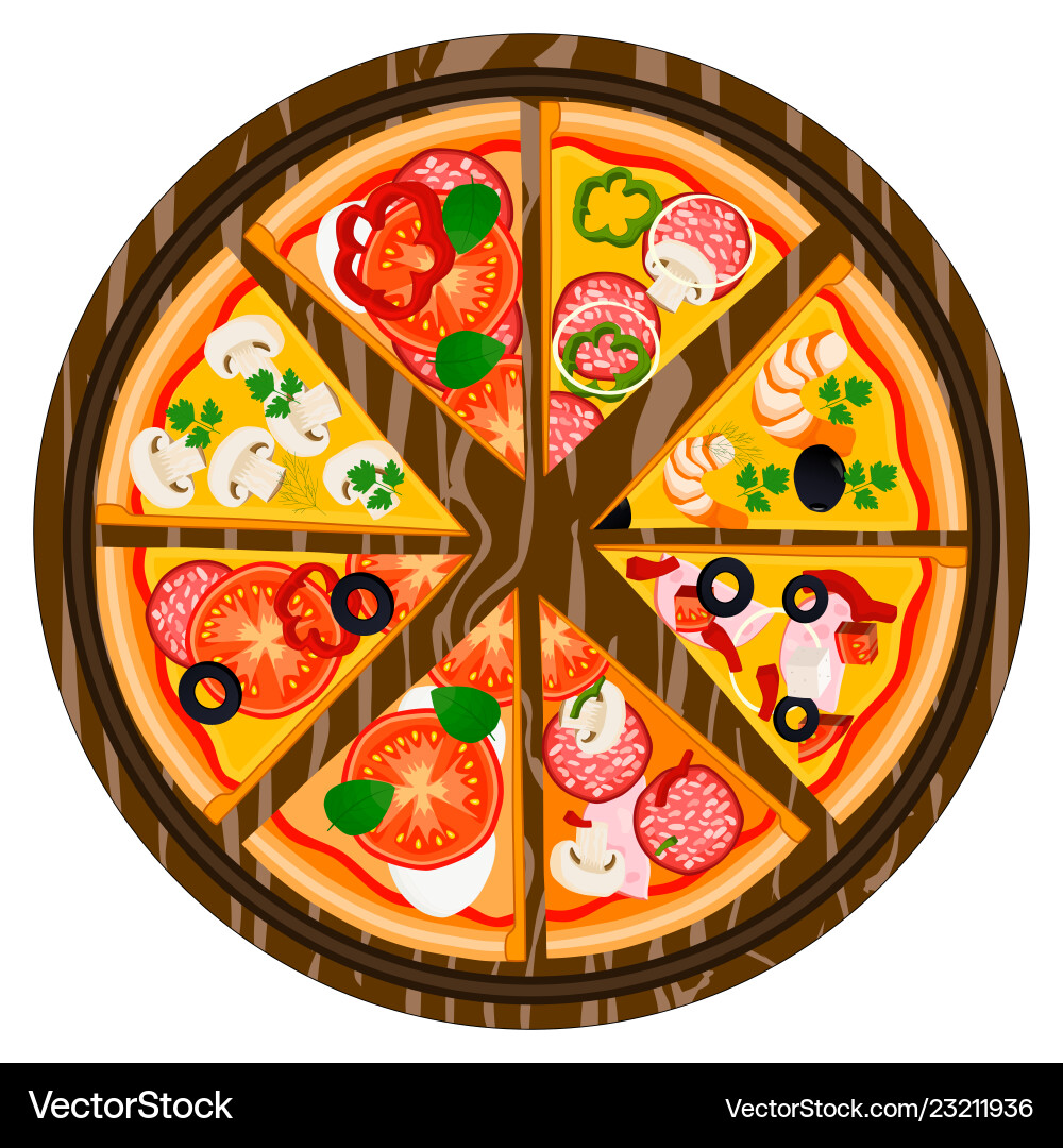 Logo for whole round hot pizza Royalty Free Vector Image