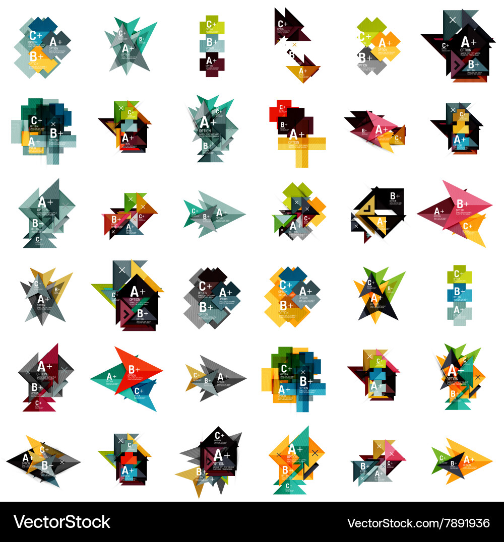 Mega set of geometric web option box banners Vector Image