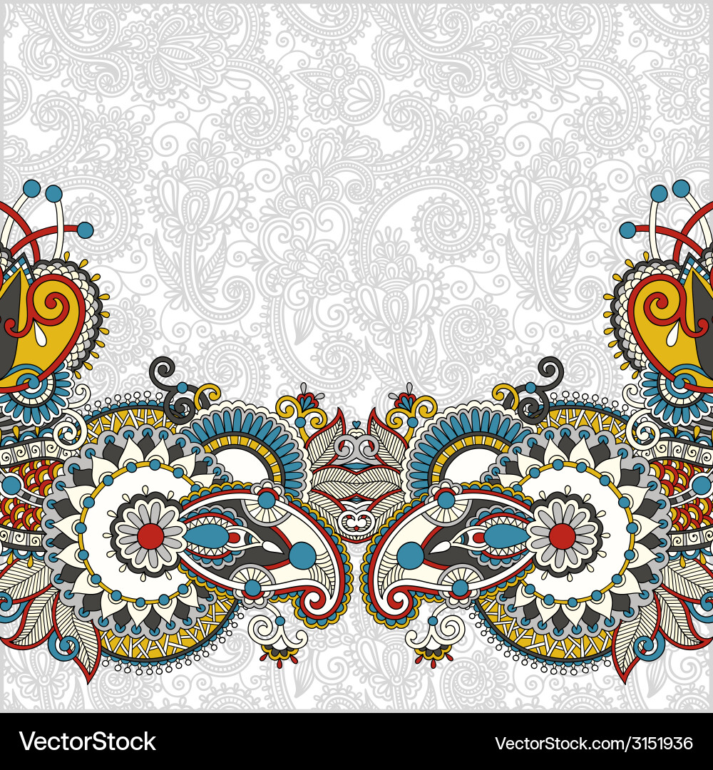 Paisley design on decorative floral background Vector Image