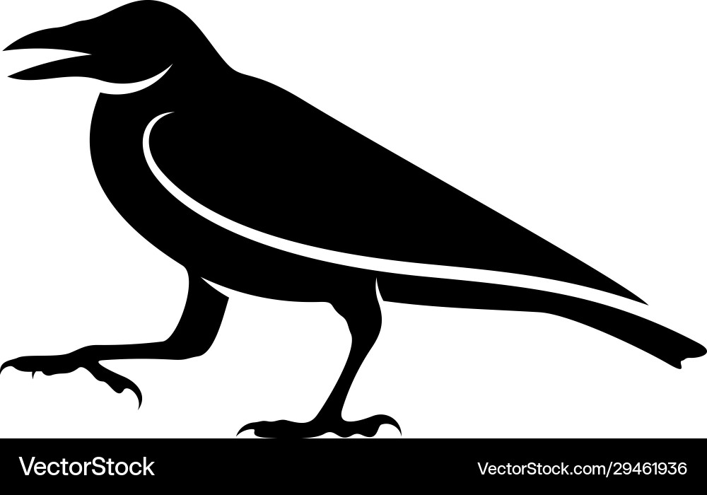 Raven bird logo template black silhouette Vector Image