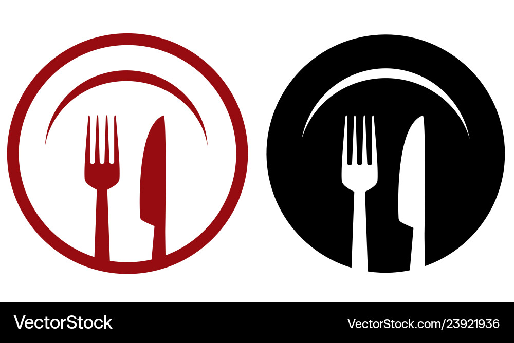 Restaurant icons with plate fork and knife Vector Image