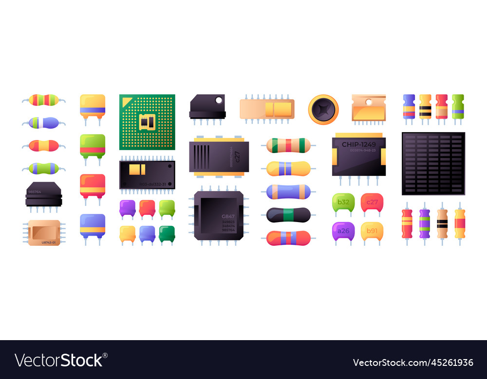 Semiconductor collection electrical components Vector Image