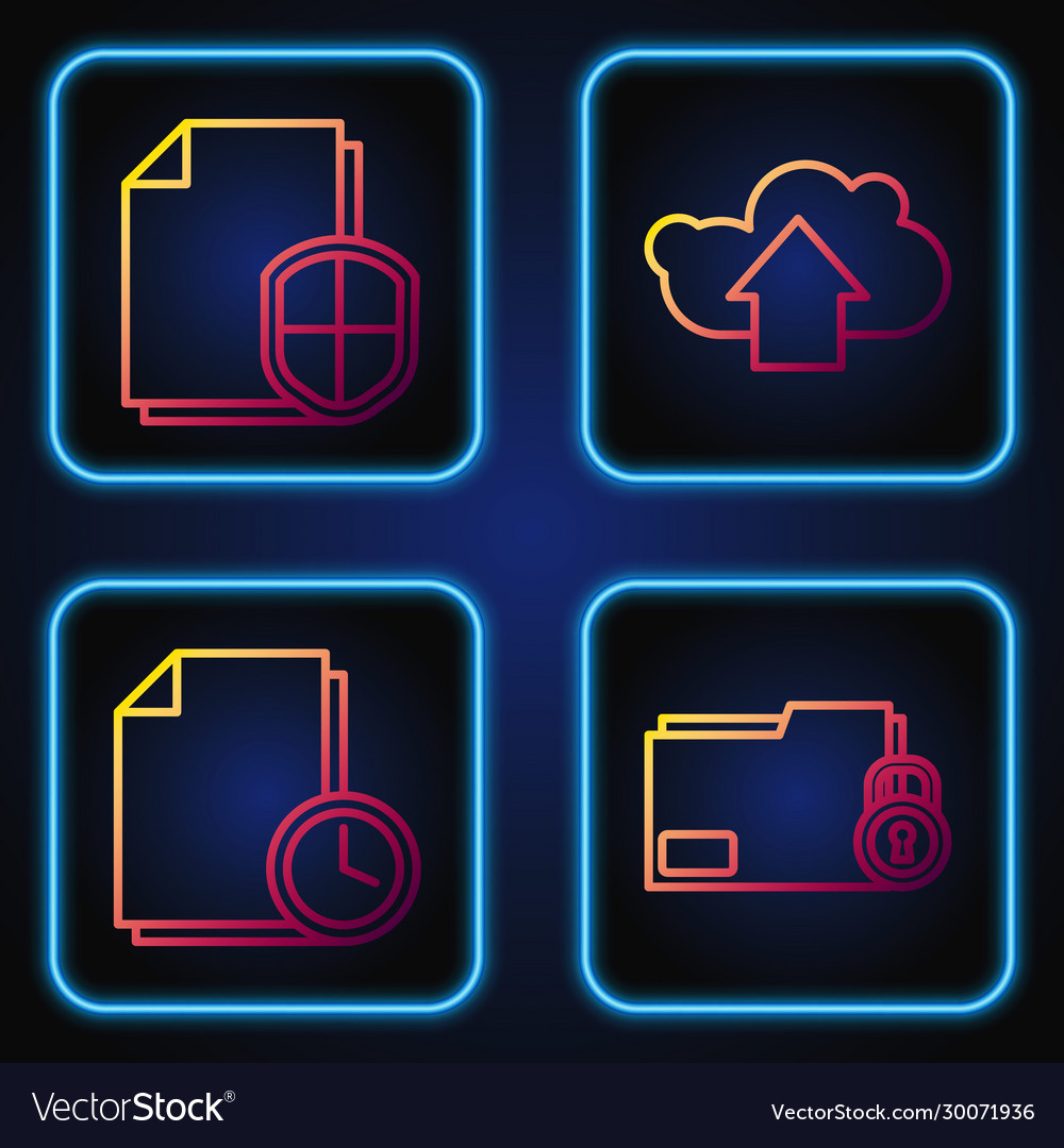Set line folder and lock document with clock Vector Image