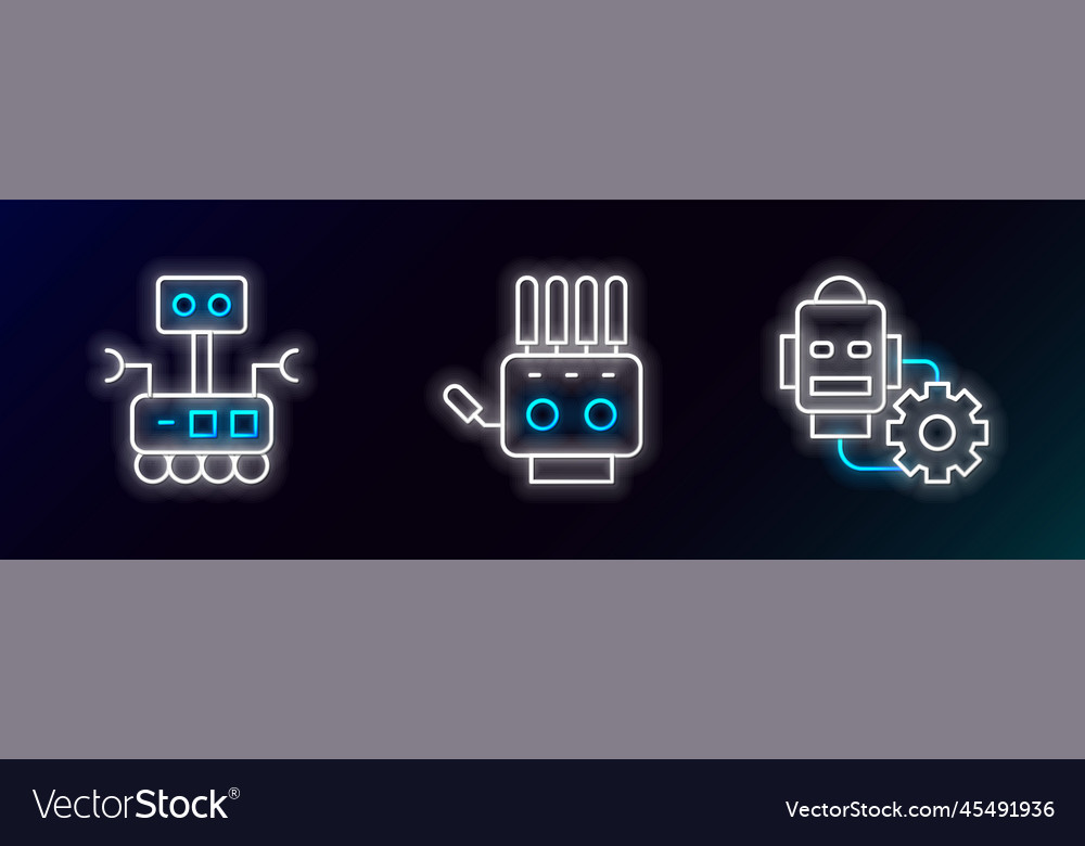Set line robot setting and mechanical robot hand Vector Image Set line robot setting and mechanical robot hand Vector Image