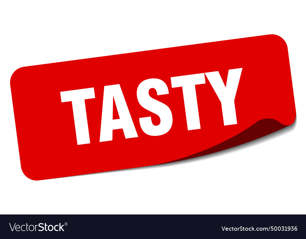 Tasty sticker tasty label Royalty Free Vector Image