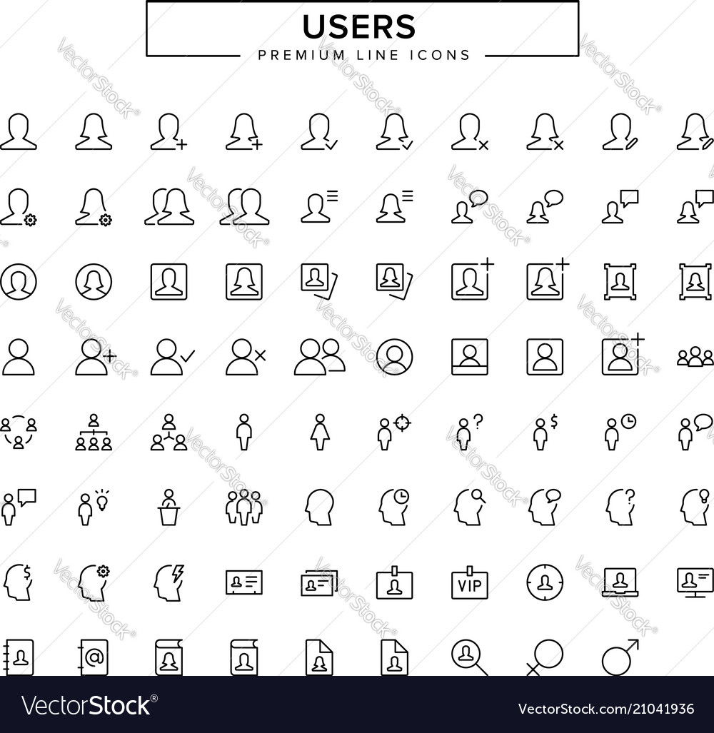 Users line icon set Royalty Free Vector Image - VectorStock