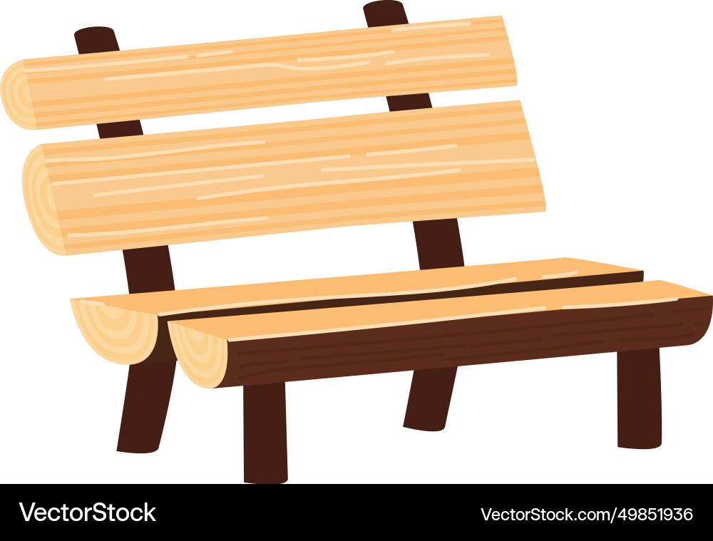 Wooden park bench isolated on white background Vector Image