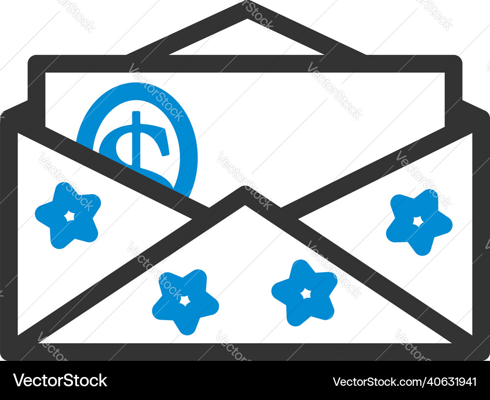 Birthday gift envelop icon with money Royalty Free Vector