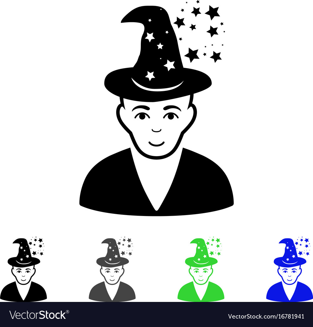 Magic master flat icon Royalty Free Vector Image