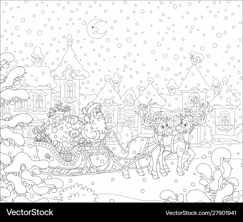 Magical sleigh santa claus Royalty Free Vector Image