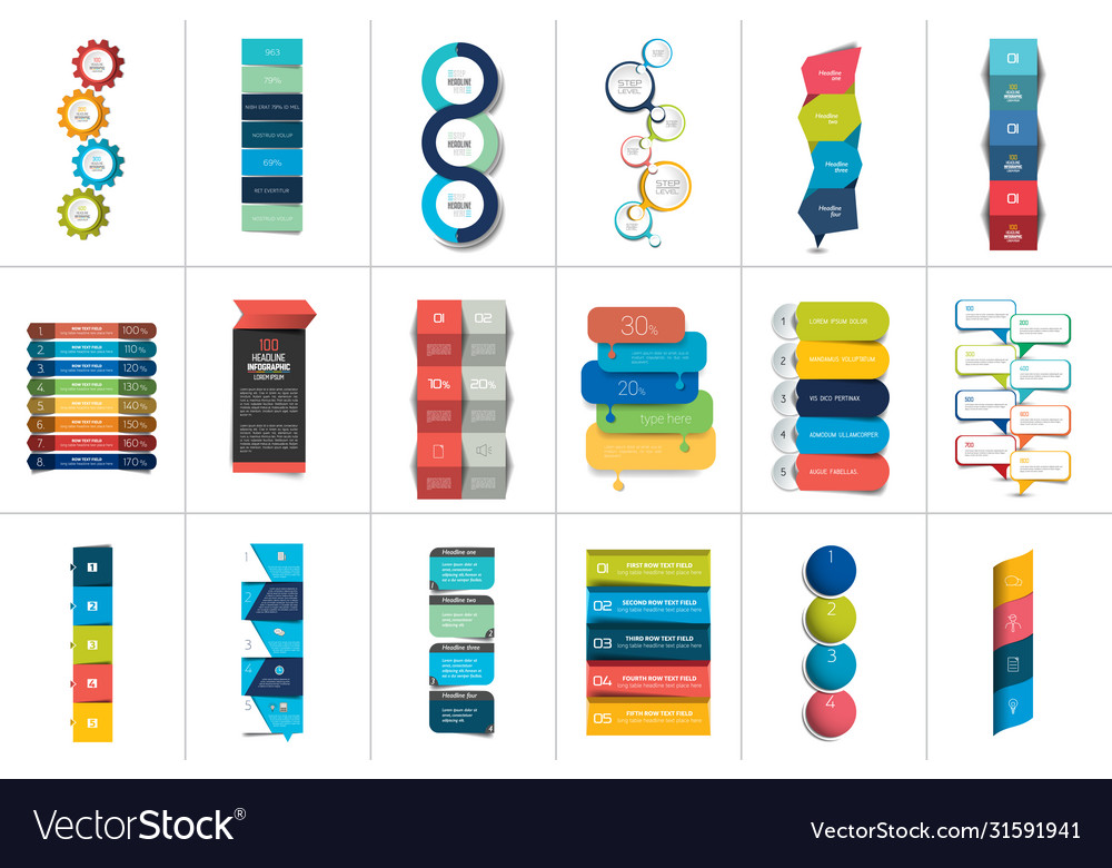 Mega set option step vertical schedule Royalty Free Vector