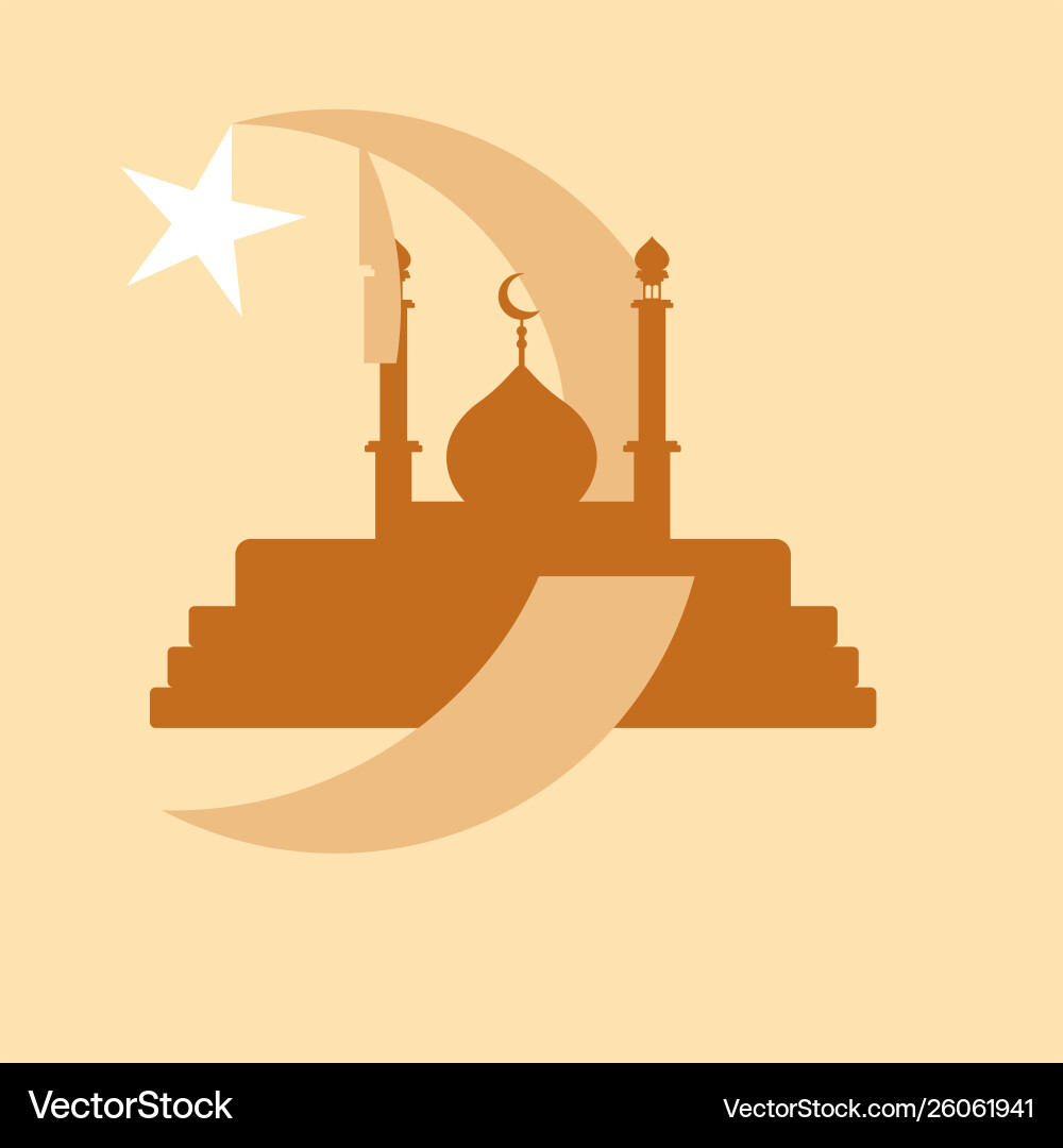 Modern islamic mosque logo and icon on cream Vector Image