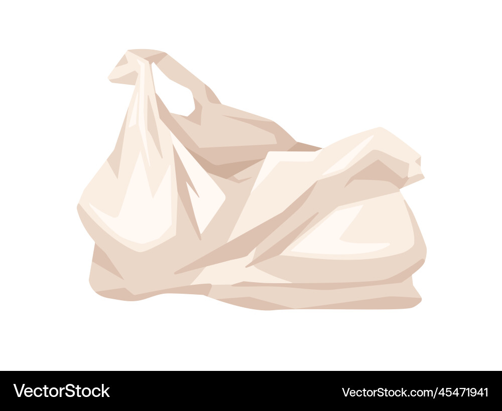 Open polythene cellophane plastic bag used creasy Vector Image