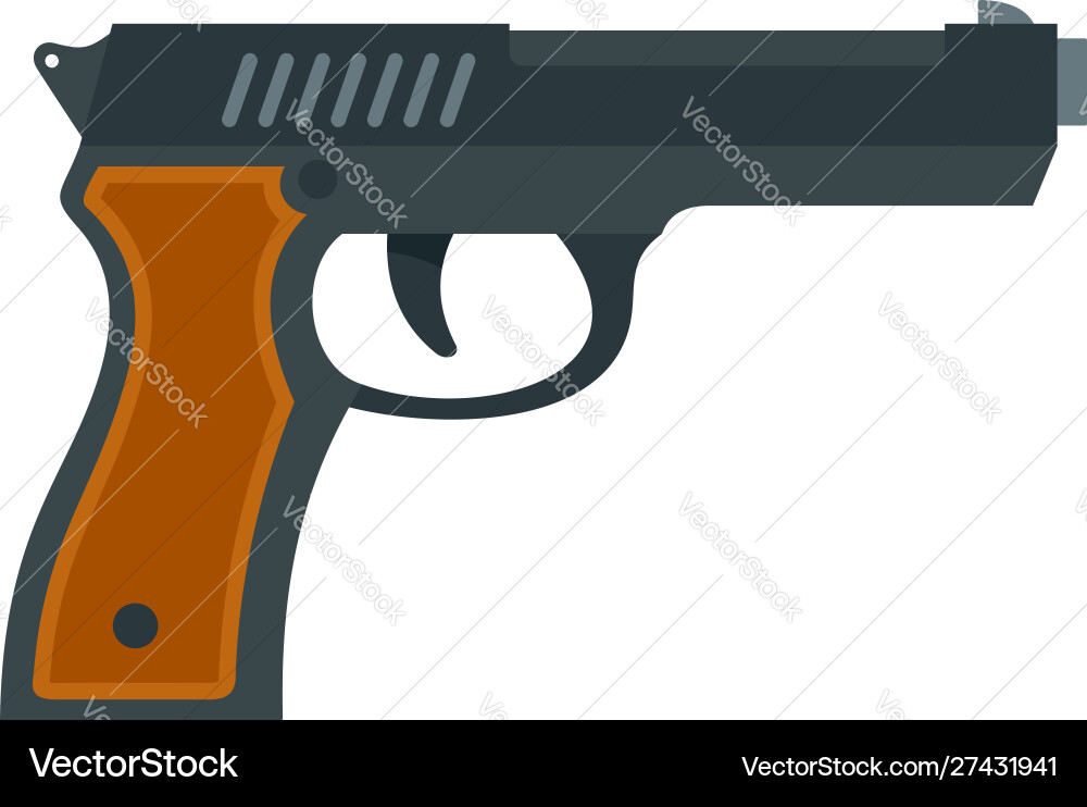 Police pistol icon flat style Royalty Free Vector Image