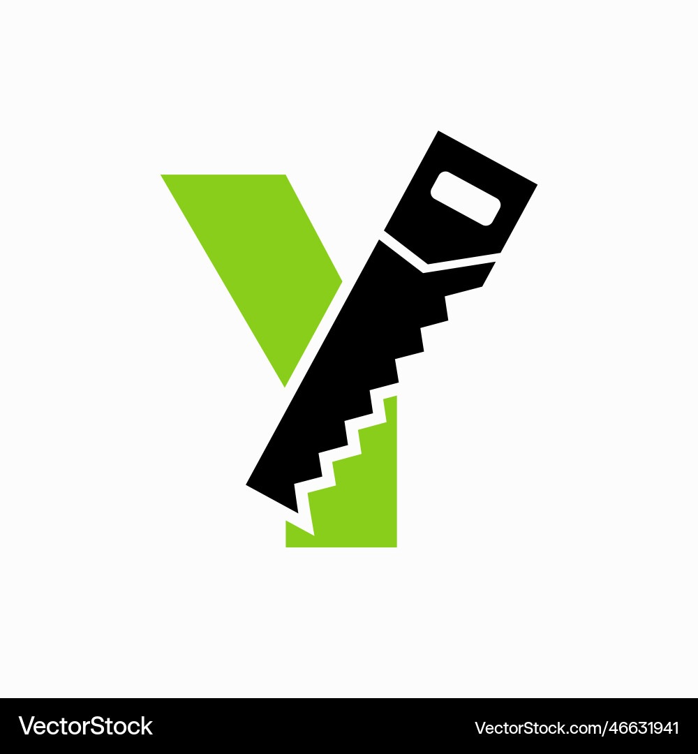 Saw logo design on y letter Royalty Free Vector Image