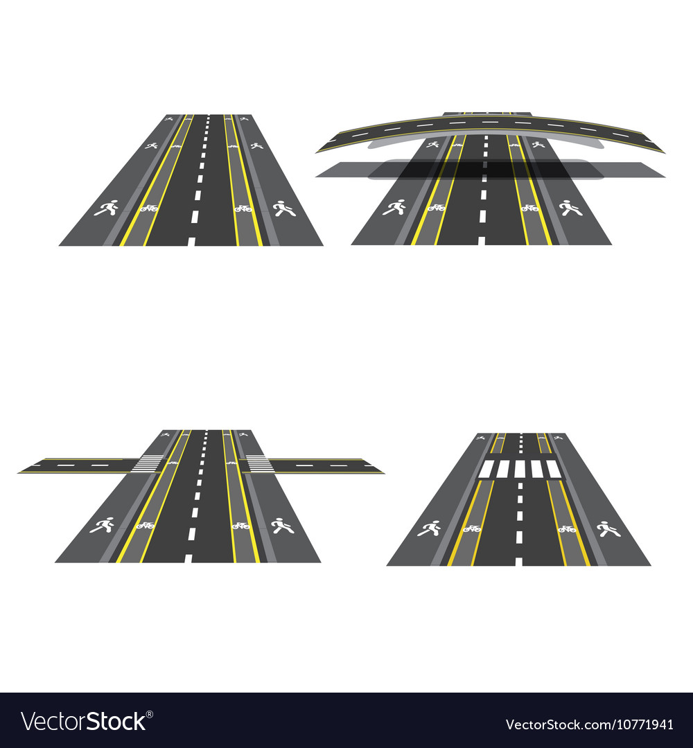 Set of different road sections with peshihodnymi Vector Image