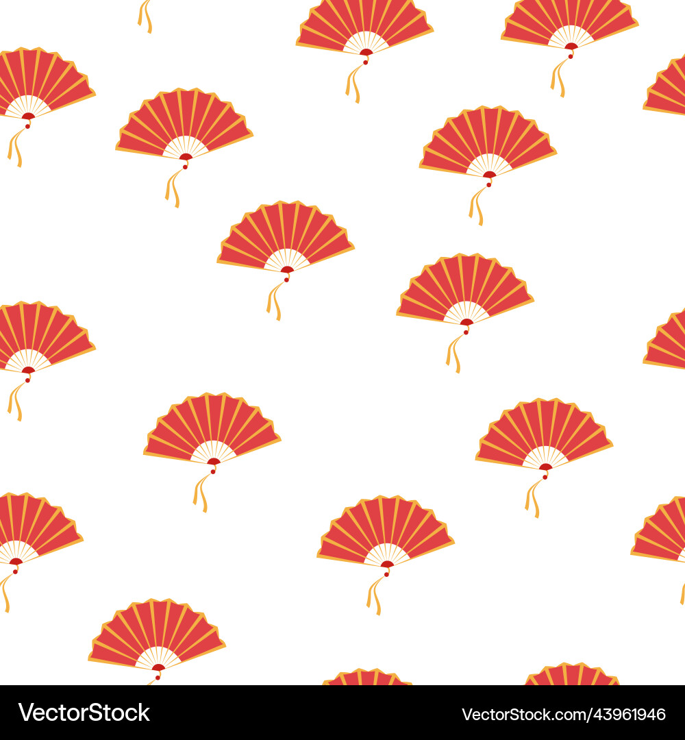 Asian hand fan traditional fan seamless pattern Vector Image