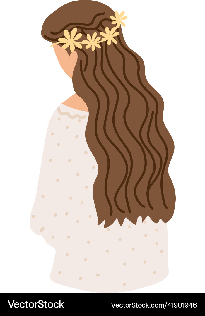 Back view woman with flowers Royalty Free Vector Image