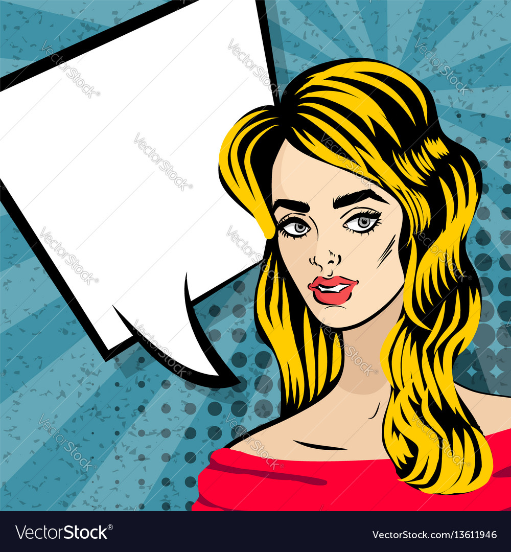 Beautiful Blonde Girl Pop Art Vintage Royalty Free Vector
