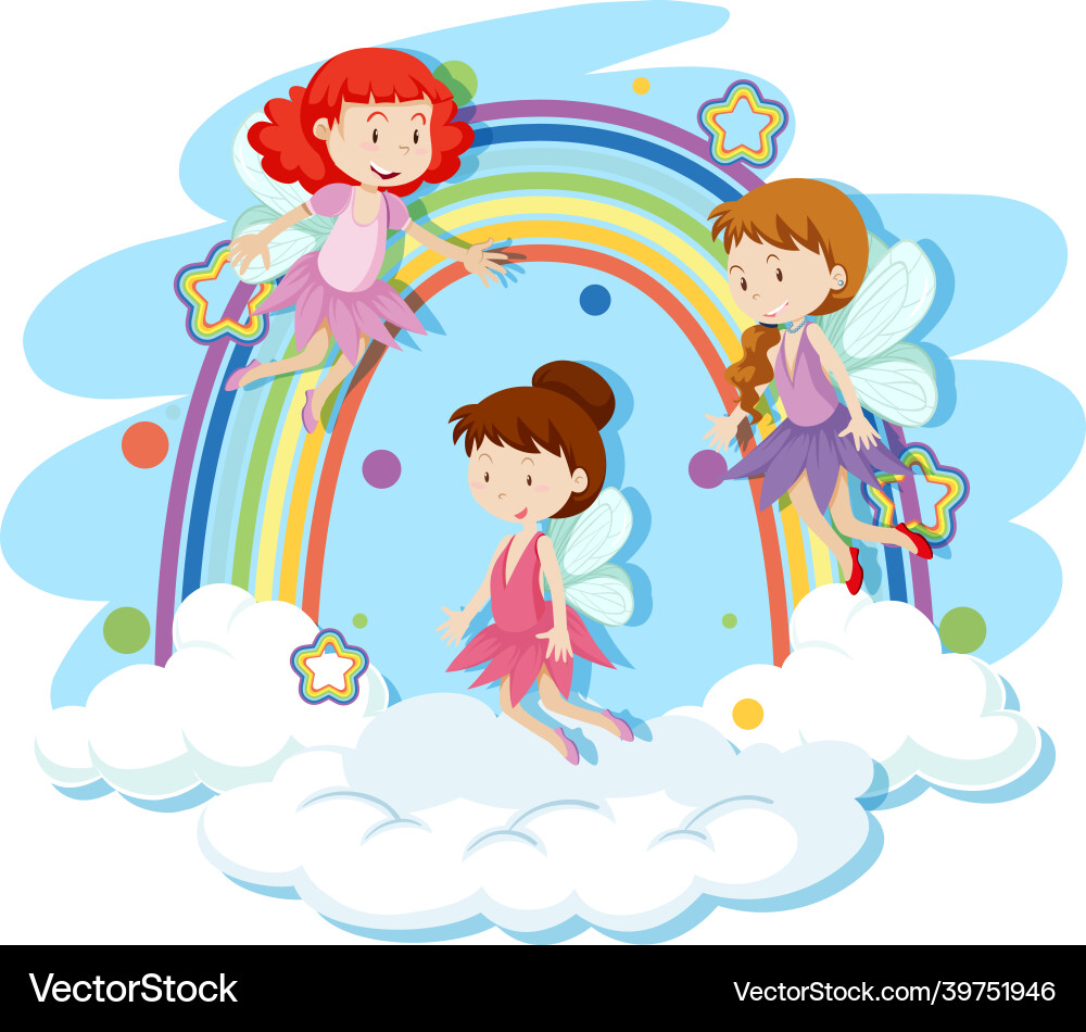 Cute fairies flying in the sky Royalty Free Vector Image